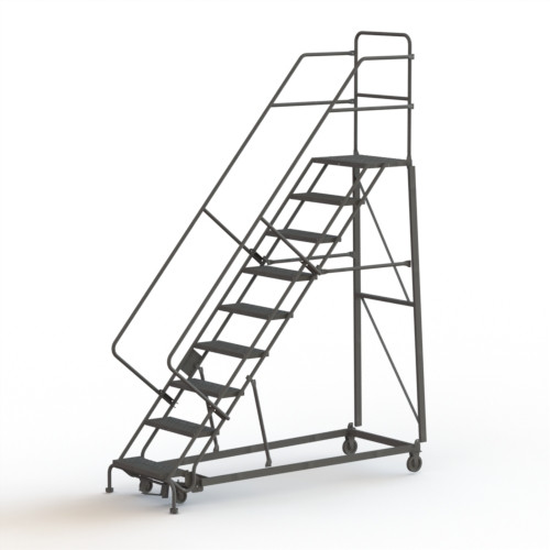 KD 9 Step Heavy Duty Safety Angle Rolling Ladder: 90 In Platform Height ...