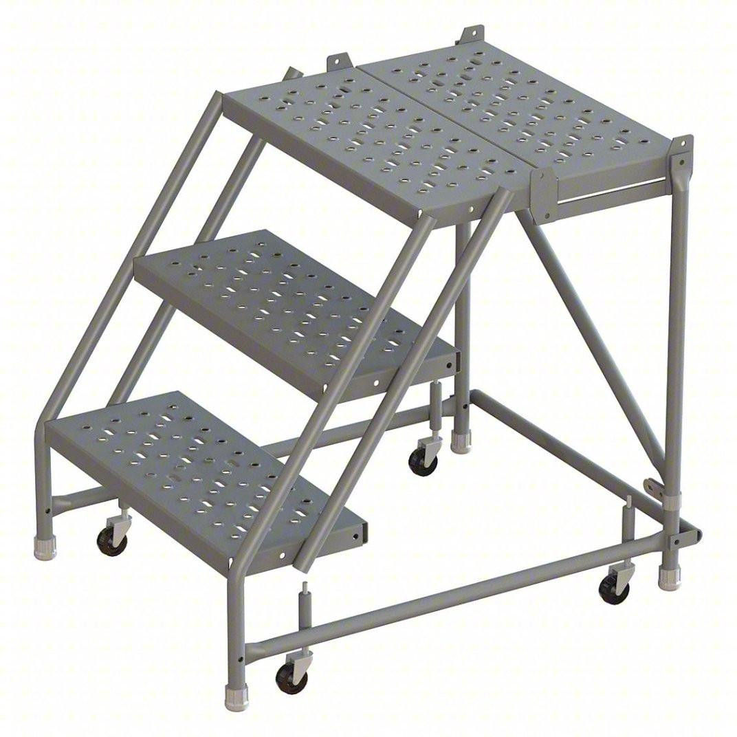 KD 3 Step Steel Ladder Perf 16 Wide With 20" With Deep Top Step Step ...