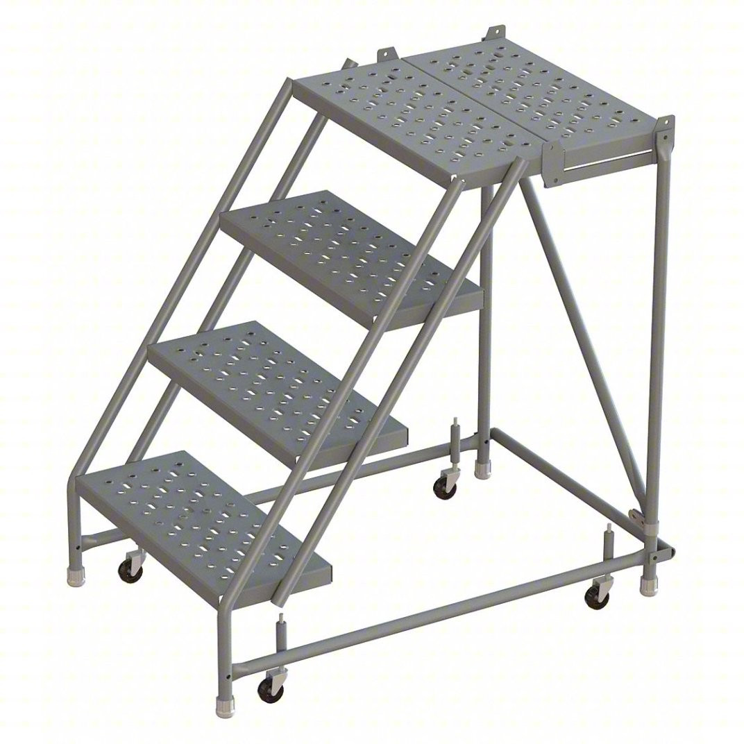 Kd 4 Step Steel Rolling Ladder: 40" Platform Height, 20" Platform Deep ...