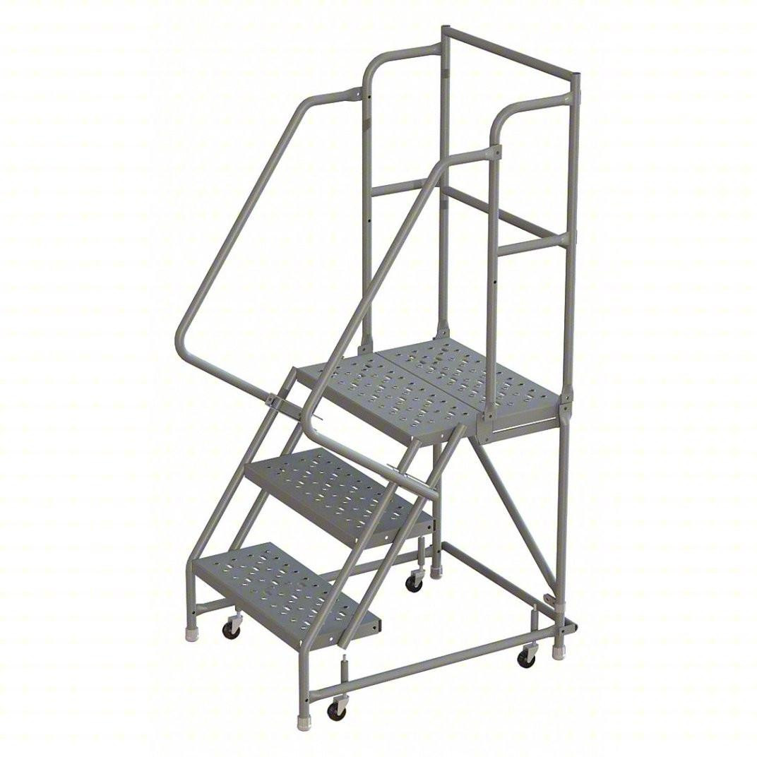 KD 3 Step Steel Rolling Ladder: 30 In Platform Height, 10 In Platform ...