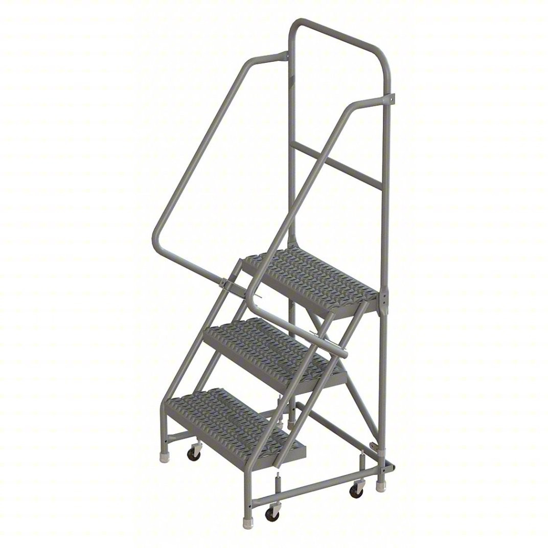 KD 3 Step Steel Rolling Ladder: 30 In Platform Height, 10 In Platform ...