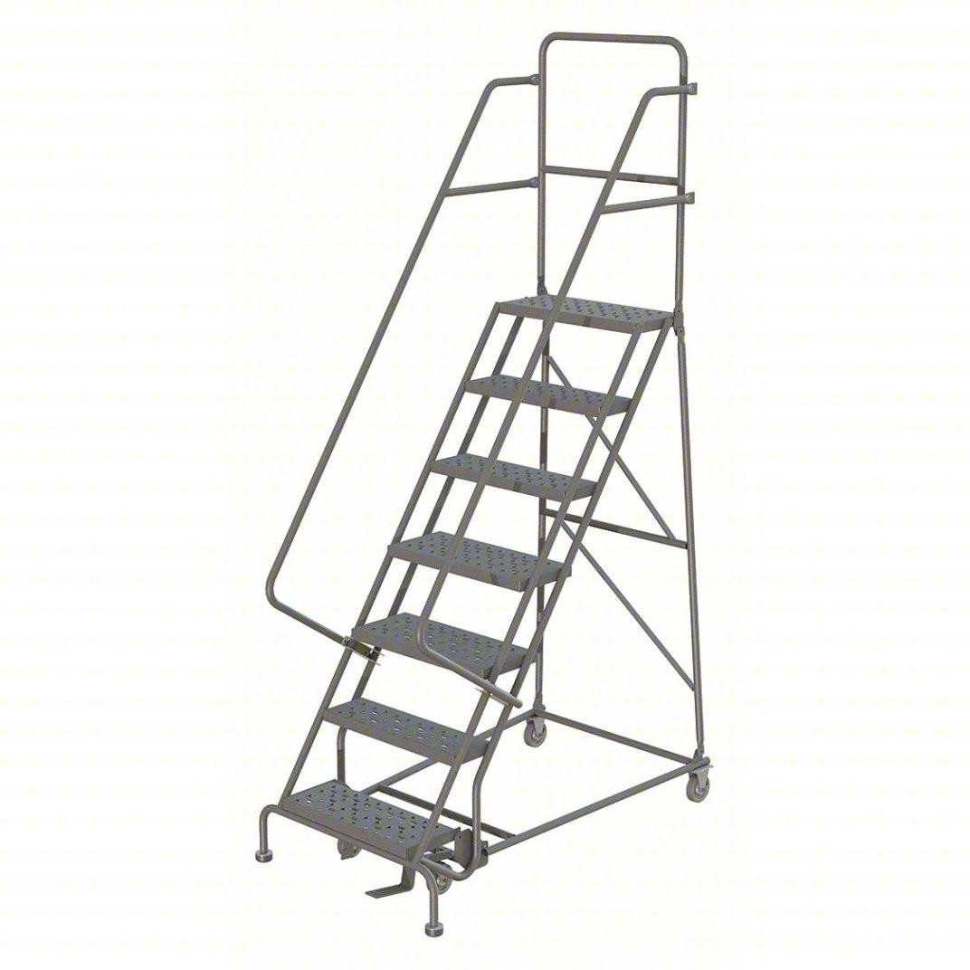 KD 7 Step Steel Rolling Ladder: 70 In Platform Height, 10 In Platform ...