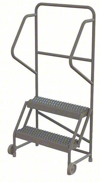 2-Step Tilt and Roll Industrial and Warehouse Steel Ladder With Grip ...