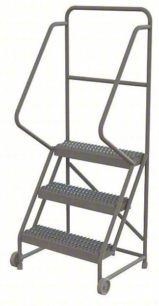 3-Step Tilt and Roll Industrial and Warehouse Steel Ladder With Grip ...