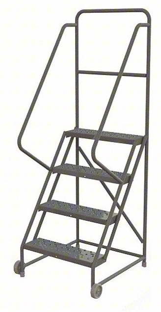 4-Step Tilt and Roll Industrial and Warehouse Steel Ladder With ...