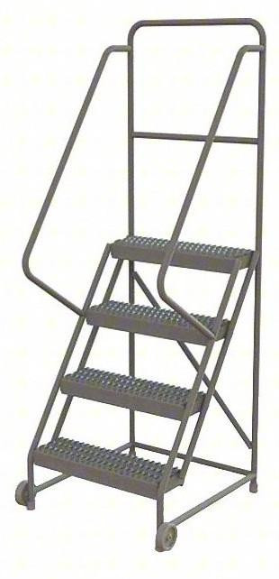 4-Step Tilt and Roll Industrial and Warehouse Steel Ladder With Grip ...