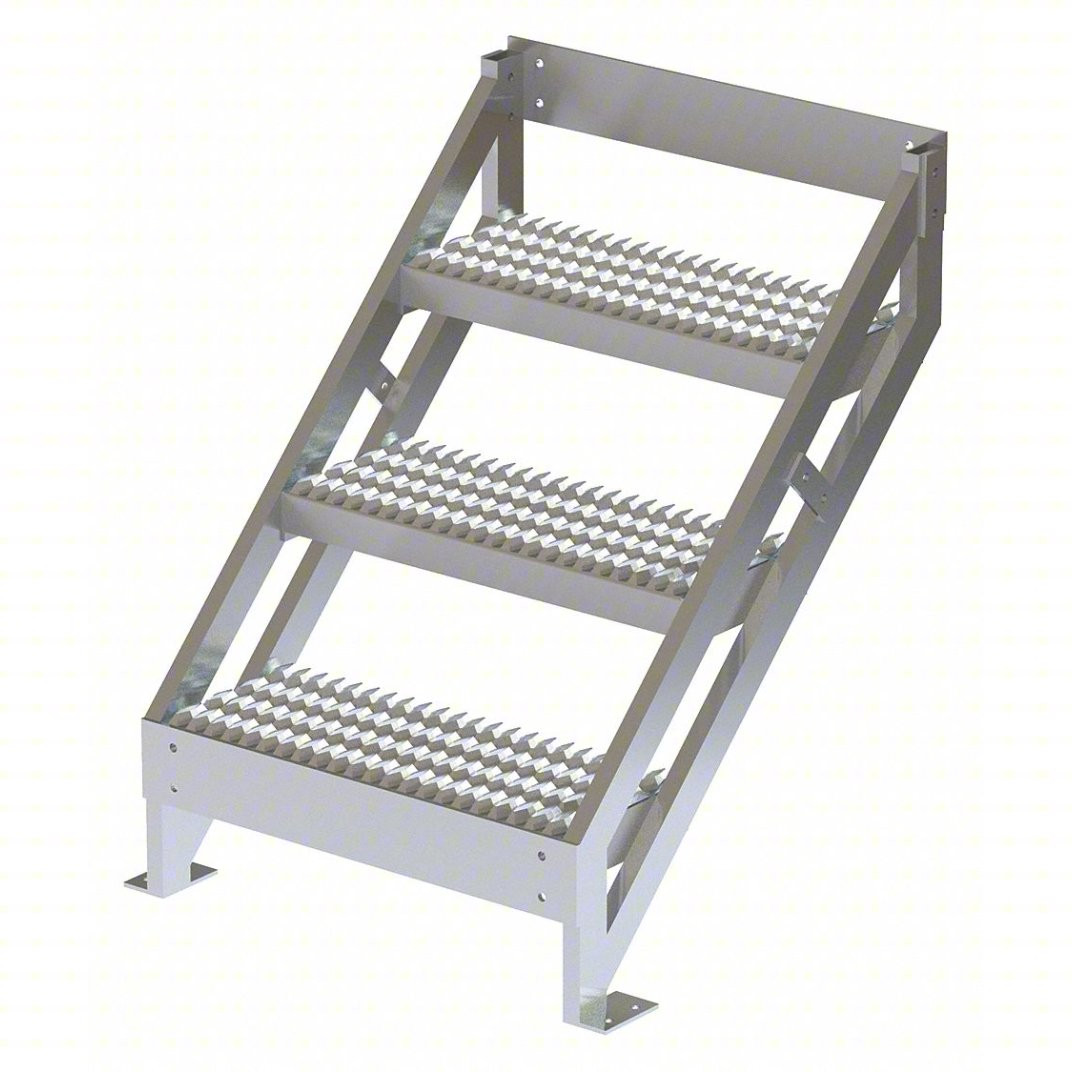 Tri-Arc Ladder: 36 In Top Step Height, 3 Steps, 45° Climbing Angle, 32 ...