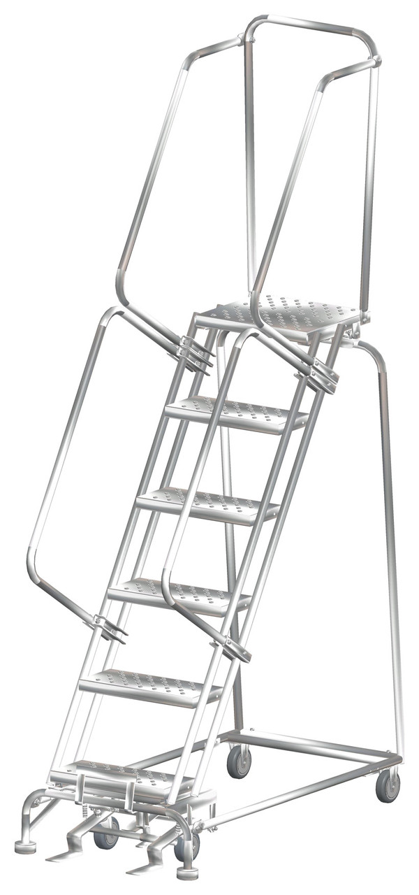 Stainless Steel Ladders, 6 Step, 24" Wide Base, 14" Deep Top Step ...