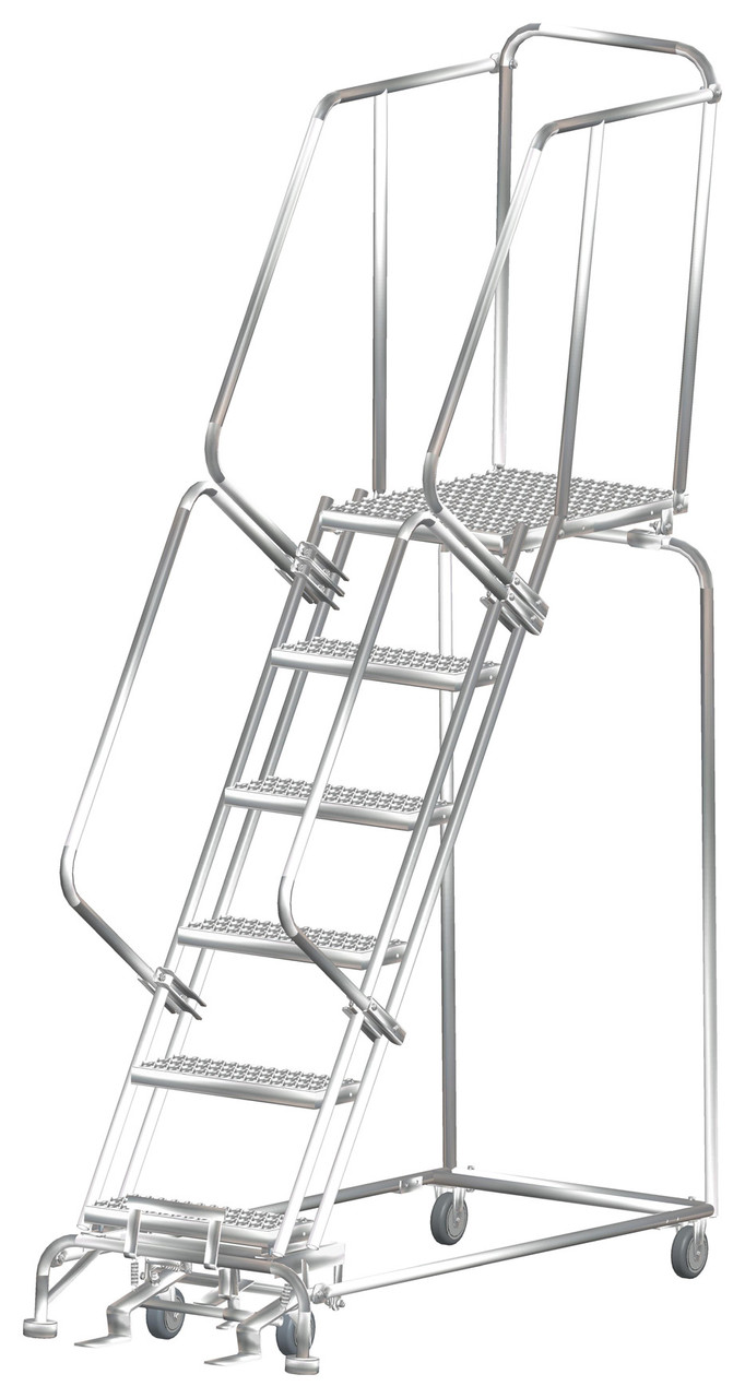 Stainless Steel Ladders, 6 Step, 24" Wide Base, 28" Deep Top Step ...