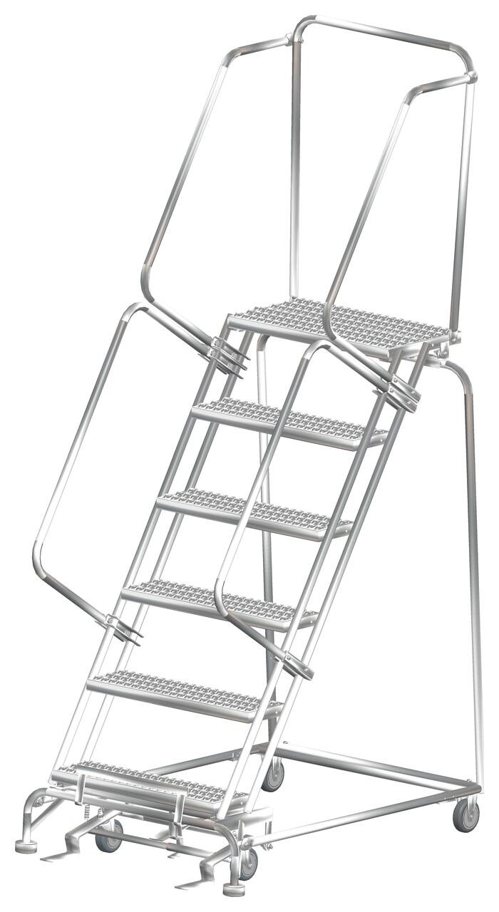 Stainless Steel Ladders, 6 Step, 32 In Wide Base, 14 in Deep Top Step ...