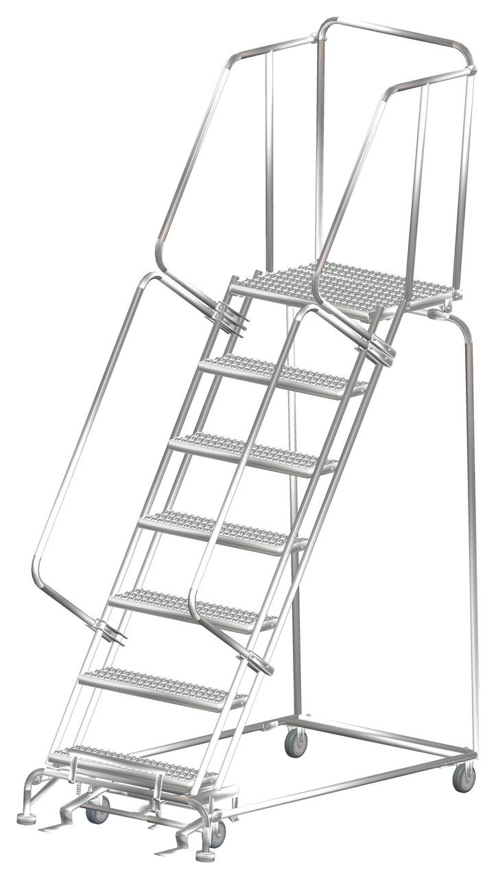 Stainless Steel Ladders, 7 Step, 32 In Wide Base, 21 in Deep Top Step ...