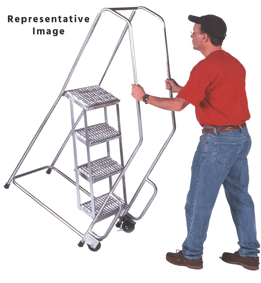 Aluminum Tilt and Roll Ladder, 2 Step, 20" Wide Base, 10" Deep Top Step ...