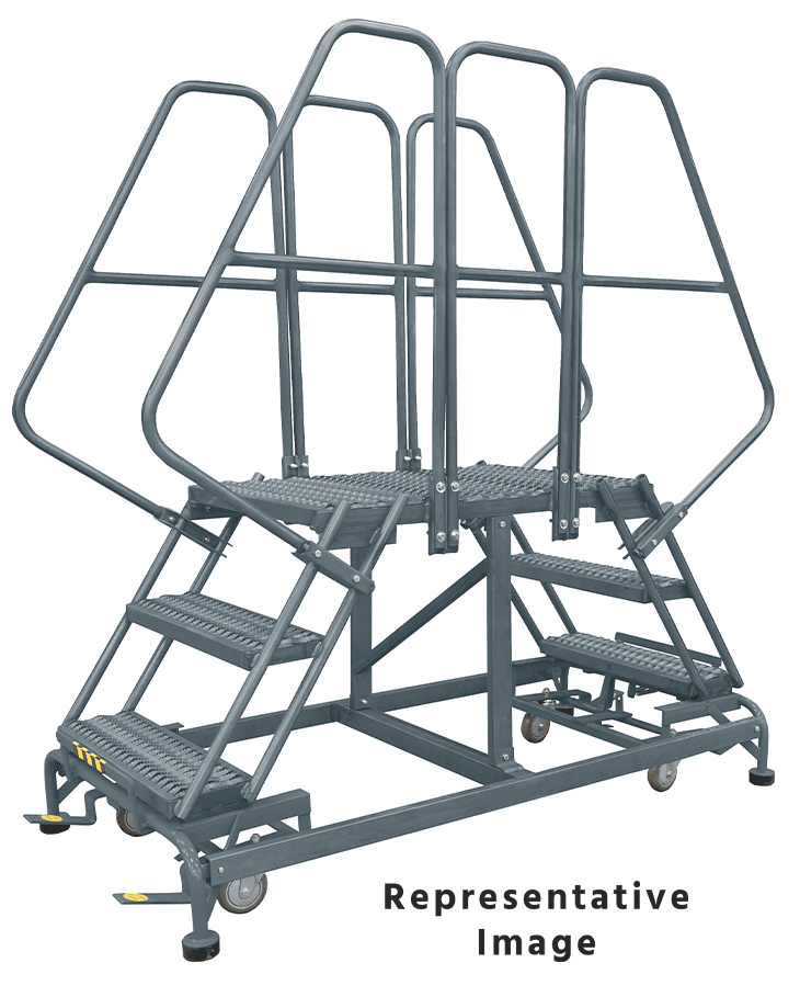 Double Entry Work Platforms with Handrails, 3 Step, 33 In Wide Base, 48 ...