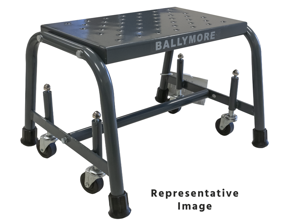 Spring Loaded Caster Ladders, 1 Step, 18 In Wide Base, 10 in Deep Top ...