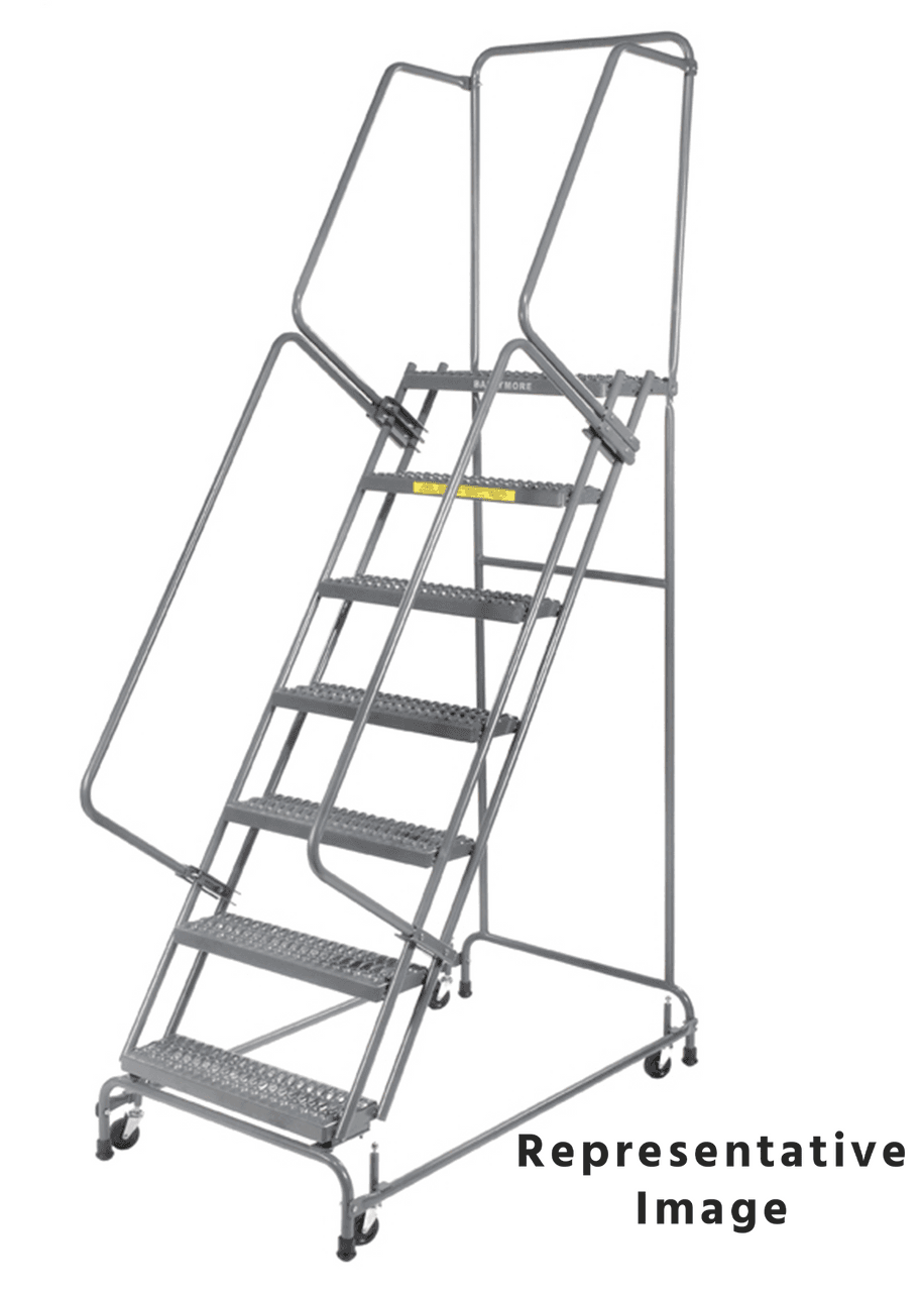 Spring Loaded Caster Ladders, 4 Step, 30 In Wide Base, 14 in Deep Top ...