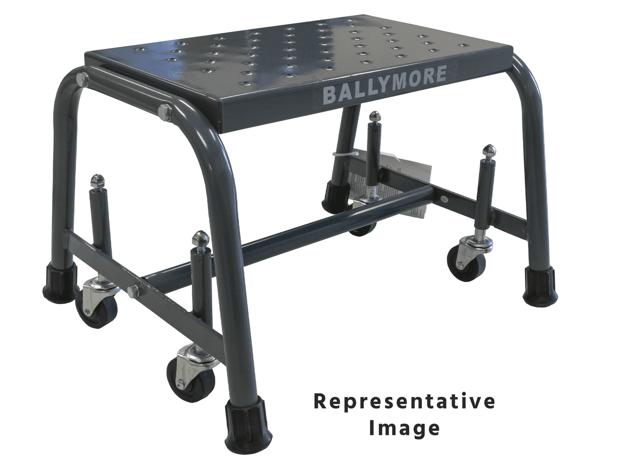 Spring Loaded Caster Ladders, 1 Step, 26 In Wide Base, 10 in Deep Top ...