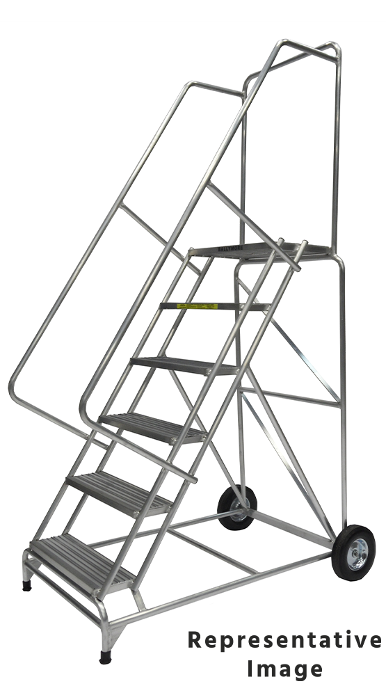 Aluminum Ladder, 3 Step, 30" Wide Base, 28" Deep Top Step, Serrated ...
