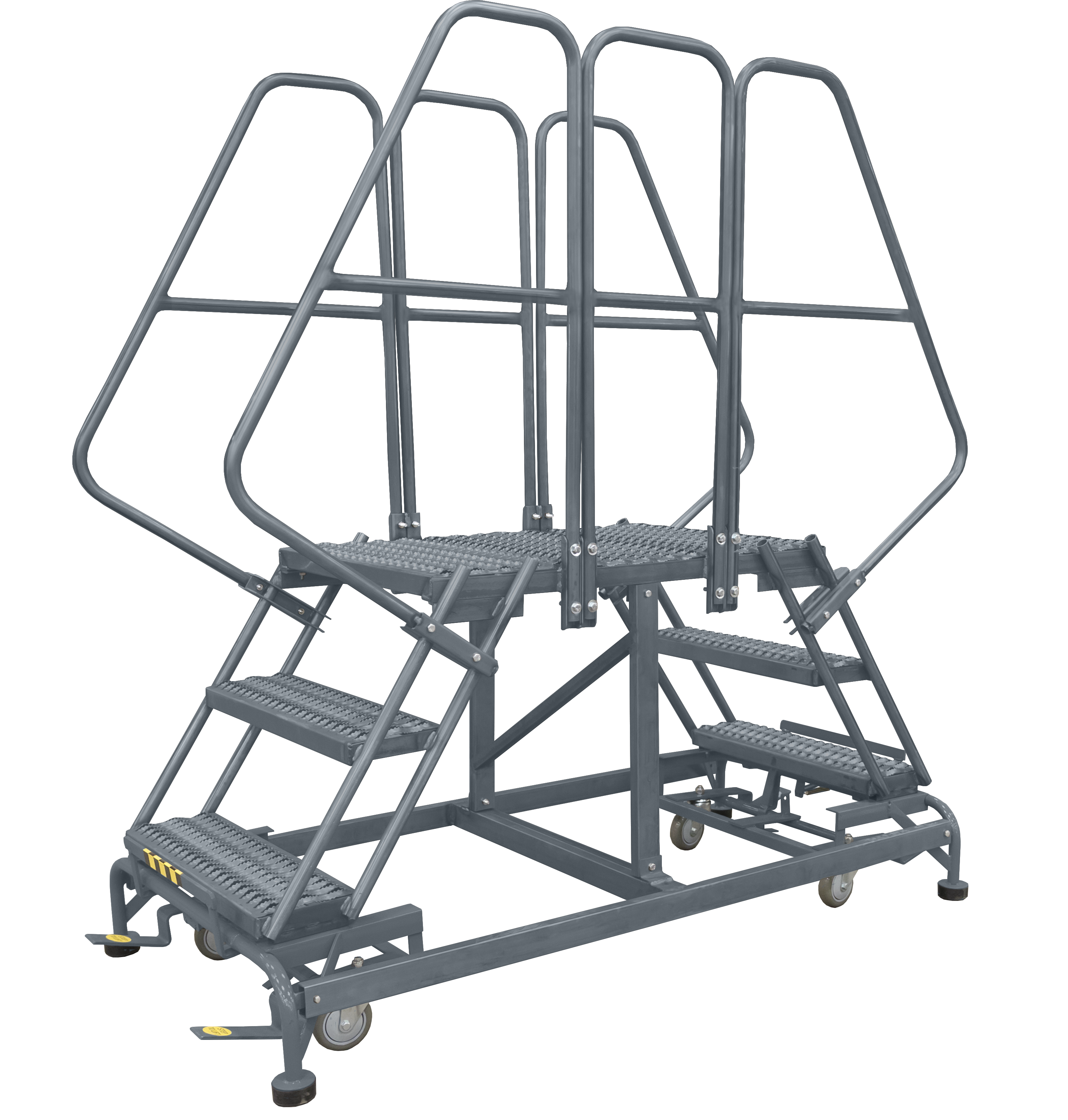 Double Entry Work Platforms with Handrails, 3 Step, 33 In Wide Base, 60 ...