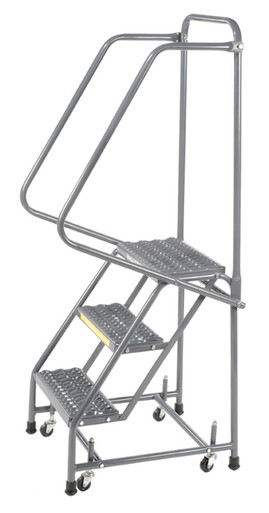 Spring Loaded Caster Ladders, 3 Step, 20" Wide Base, 10" Deep Top Step ...