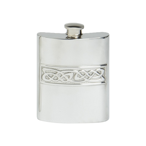 Pewter Hip Flask Celtic Design, 4 oz - The Whisky Shop - San Francisco