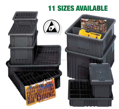 Totes, Dividable Grid, Conductive, Black -Sold Per Case