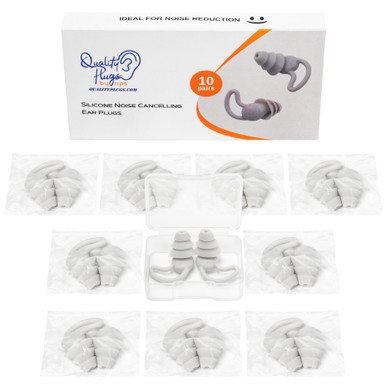 10 Pair Silicone Ear Plugs Reusable with Plastic Case Soft Washable ...