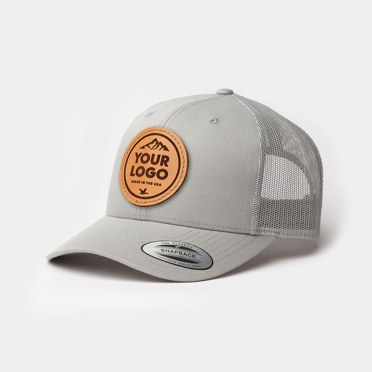 Yupoong 6606 Retro Trucker, Custom Leather Patch Hat - Monomoy Goods LLC