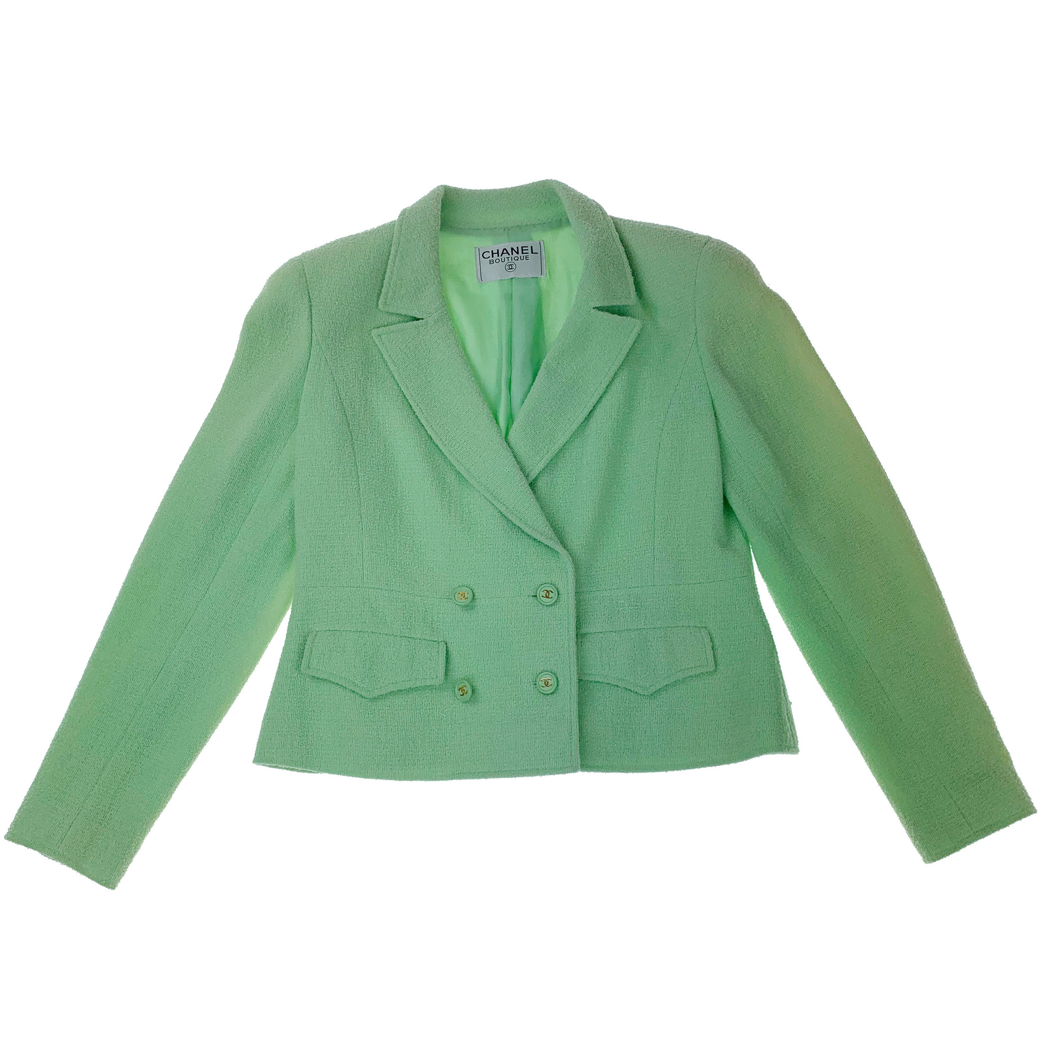 Chanel Lime Green Tweed Jacket Princess Diana - Oliver's Archive