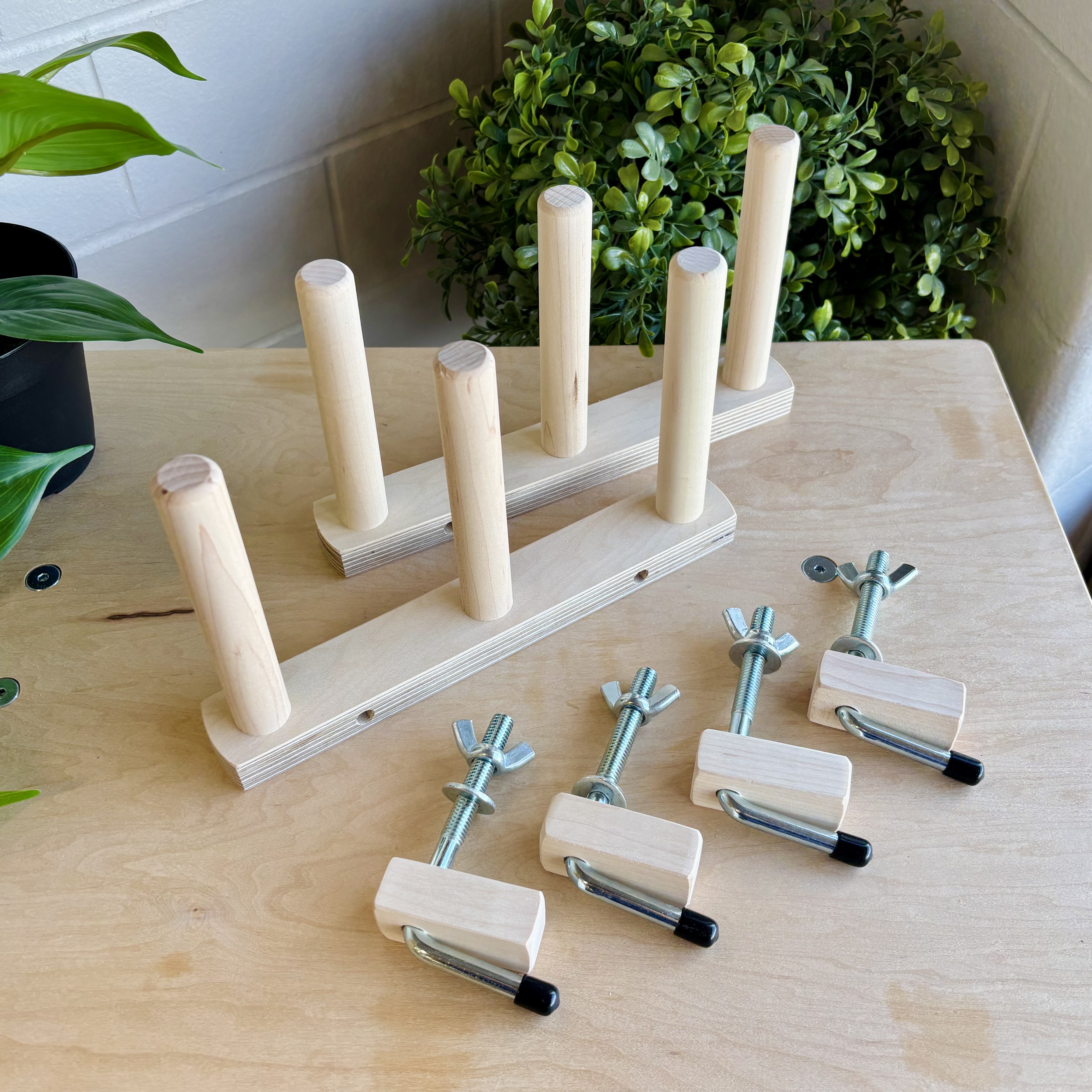 Triple Hard Maple Warping Pegs Set – Durable Weaving Tool