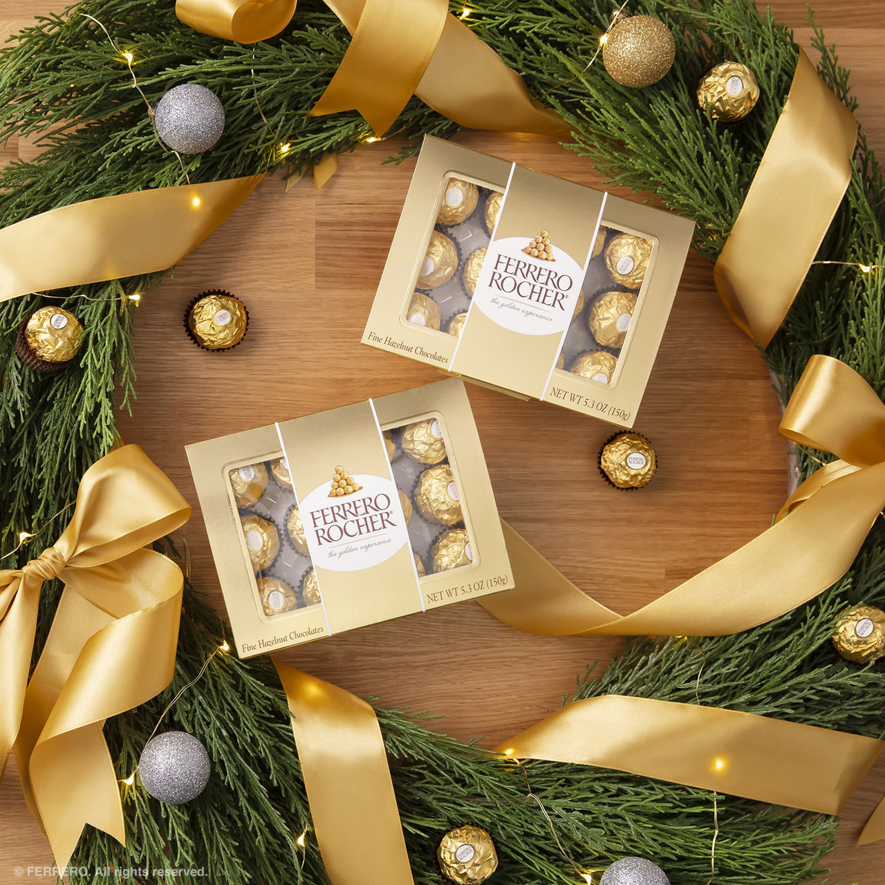 Ferrero Rocher Fine Hazelnut Chocolates, 5.3 Oz., 12/Case