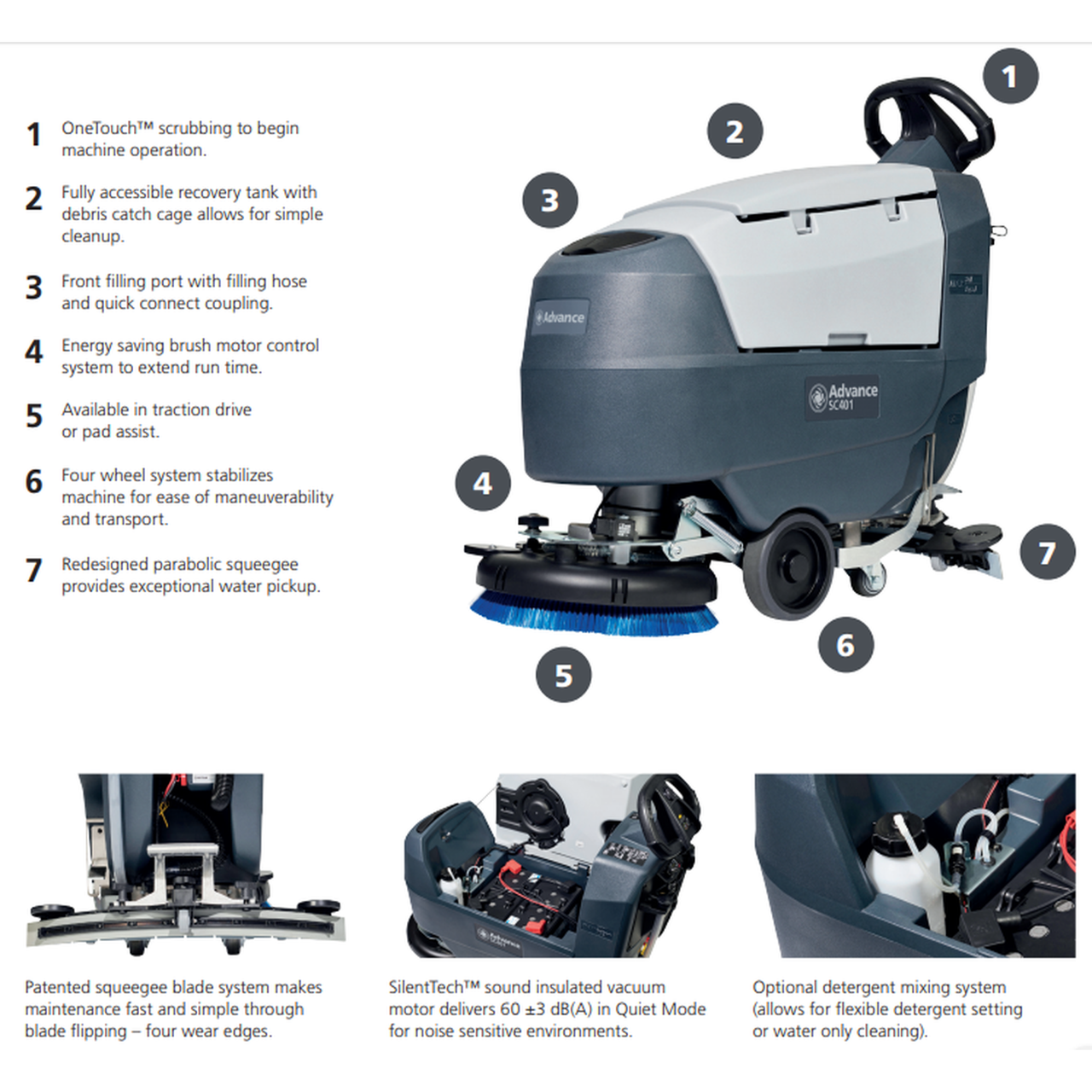 Nilfisk Advance SC401 17BD Walk-Behind Floor Scrubbers, Two 98 Ah ...