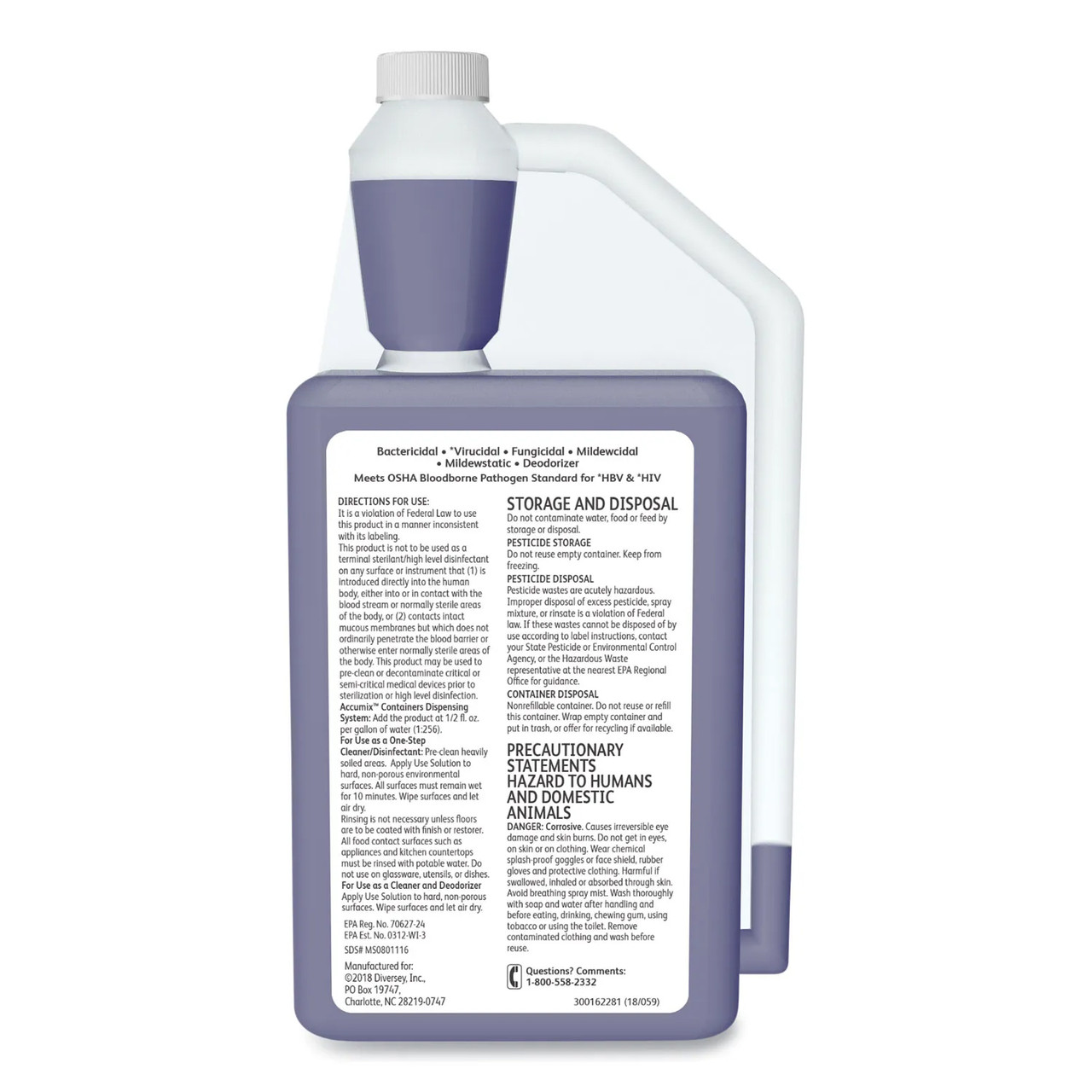 Diversey™ Virex II 256 One-Step Disinfectant Cleaner Deodorant, Mint ...