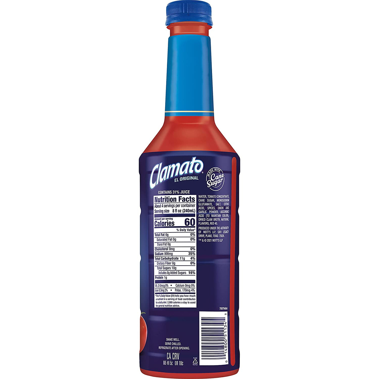 Clamato Original Tomato Cocktail, 1 Liter - 6 Per Case