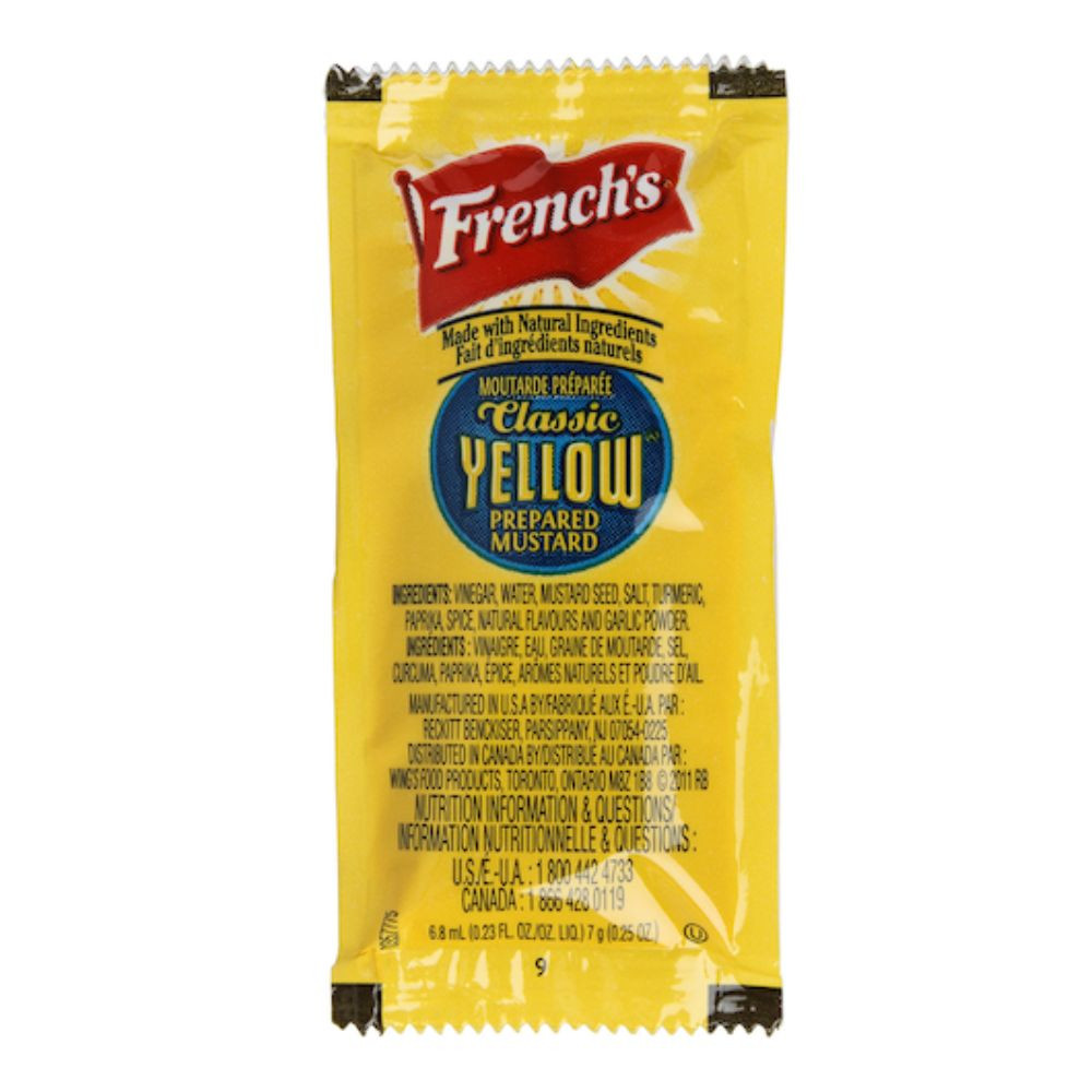 French's Yellow Mustard Packets, 7 Gram Packet - 500 Per Case