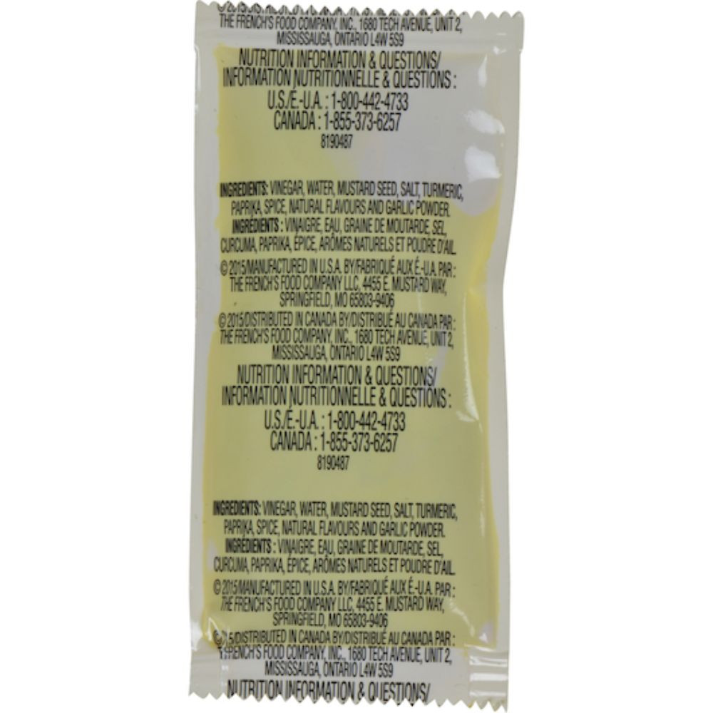 French's Yellow Mustard Packets, 7 Gram Packet - 500 Per Case