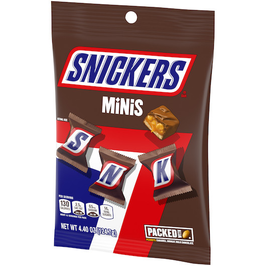 Snickers Minis Chocolate Candy, 4.4 oz Bag, 12/Case