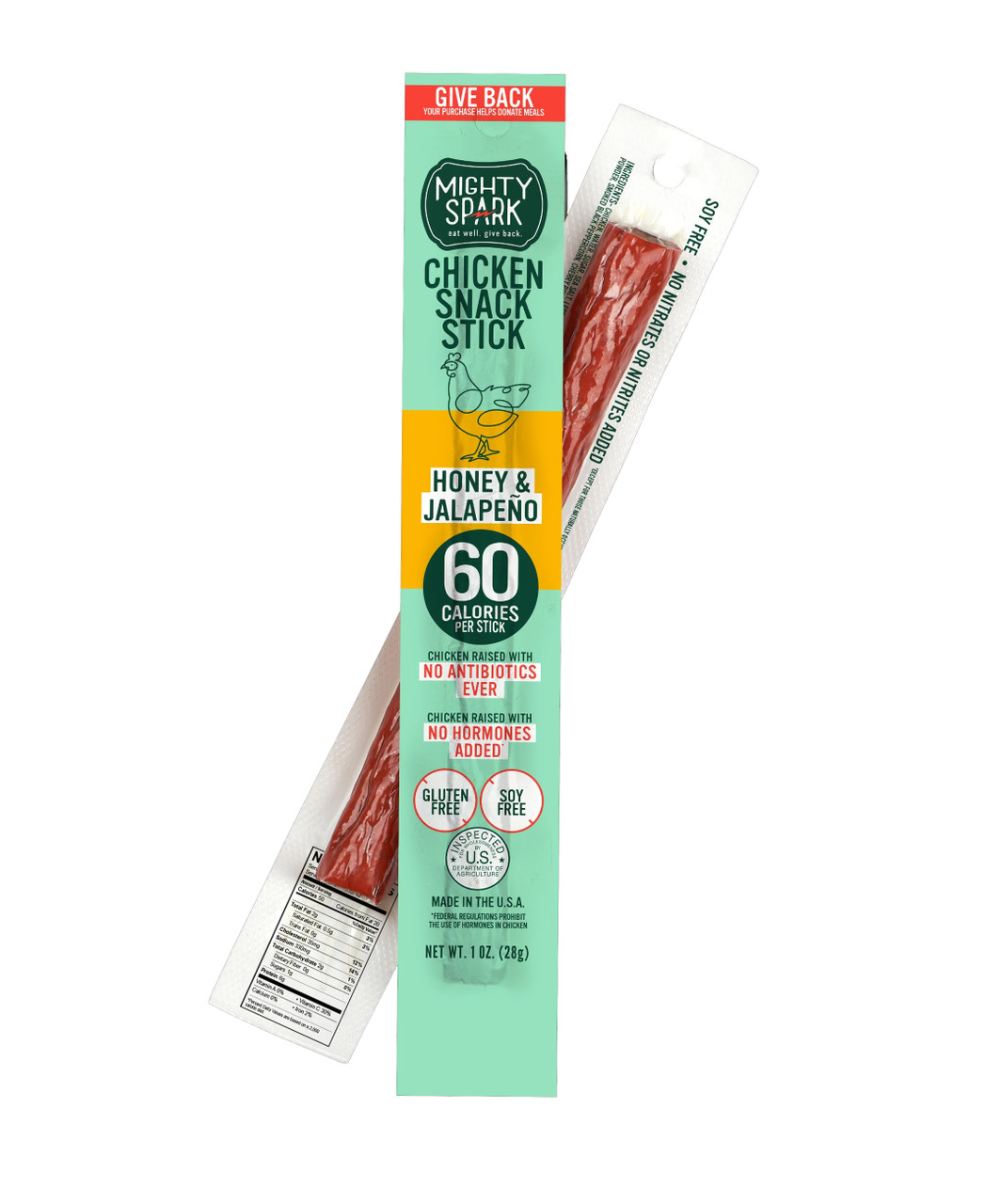 Mighty Spark Chicken Snack Sticks in Honey & Jalapeno, 1 Oz., 48/Case