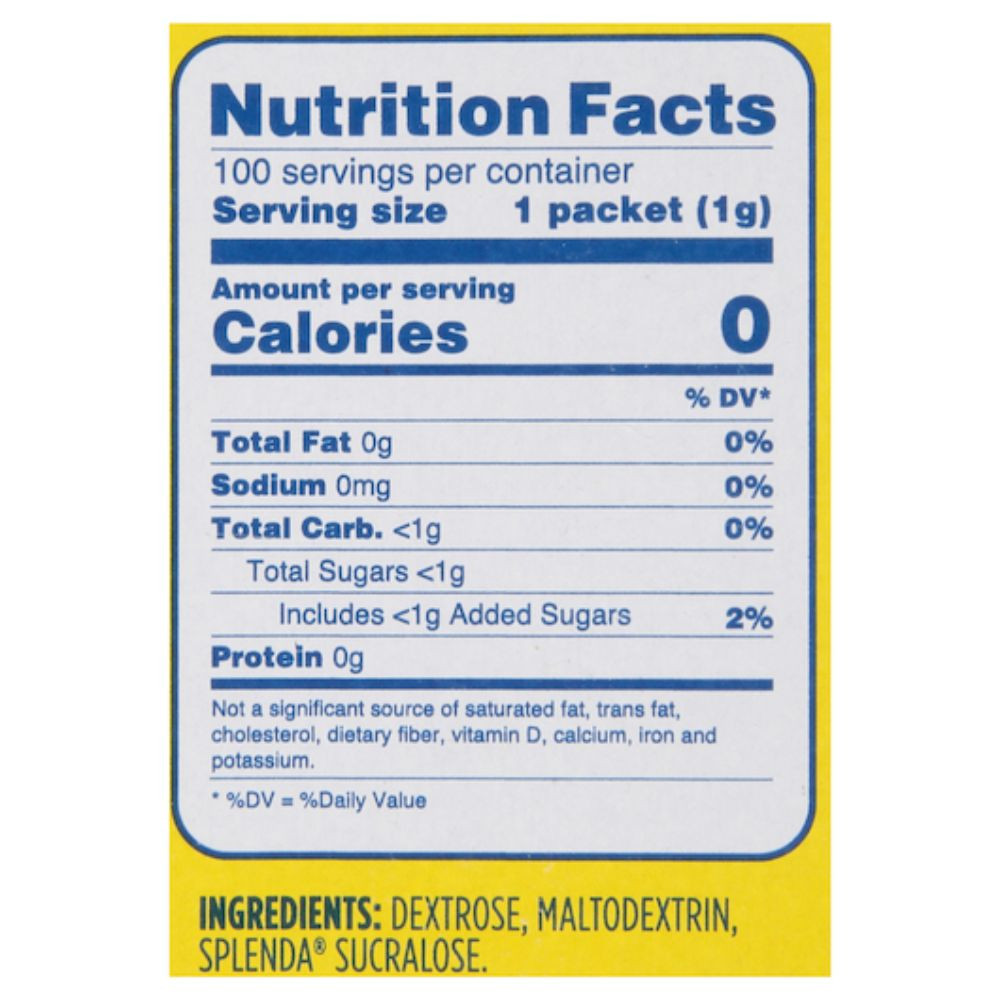 Splenda Sucralose No Calorie Sweetener, 1 Gram Packet - 100/Pack - 12 ...