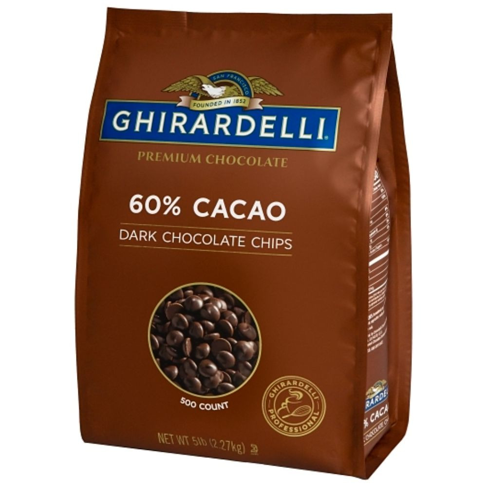 Ghirardelli 60% Cacao Dark Chocolate Baking Chips, 5 Pounds, 2 Per Case