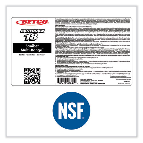 Betco Symplicity Sanibet Multi-Range Sanitizer Disinfectant Deodorizer ...