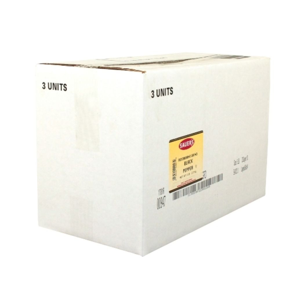 Sauer Restaurant Grade Black Ground Pepper, 5 Pounds, 3 Per Case