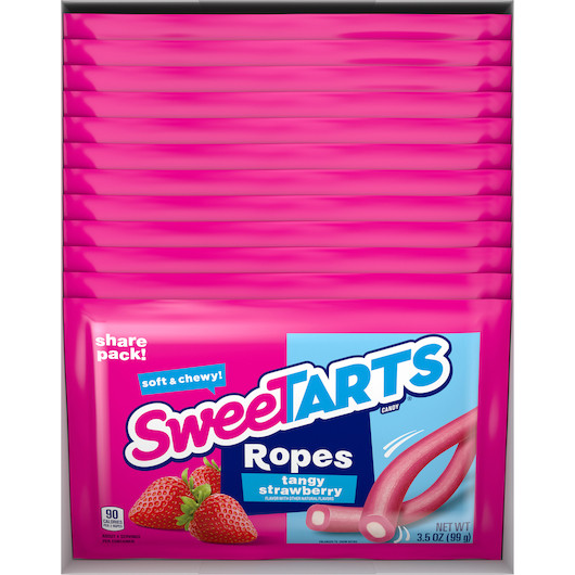 Sweetarts Strawberry Soft and Chewy Ropes Candy, 3.5 Ounce, 12 Per Box ...