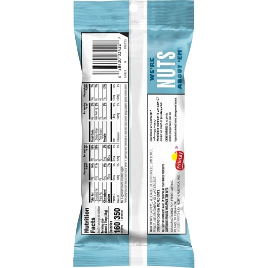 Frito Lay Nut Harvest Whole Cashews, 2.25 Ounce, 48 Per Case