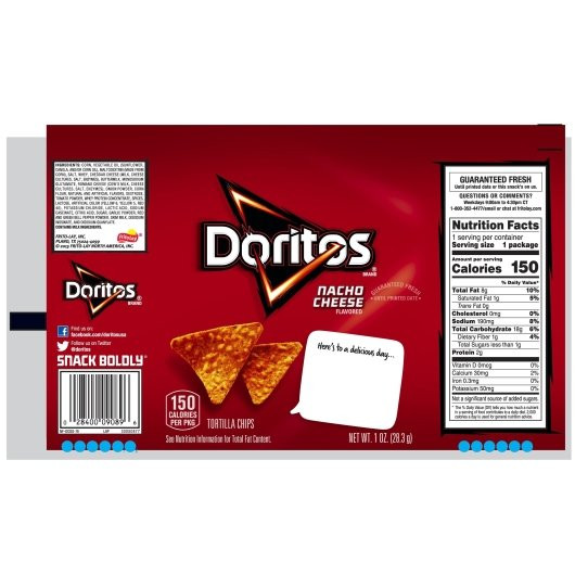 Doritos Nacho Cheese Tortilla Chips 1 Ounce 104 Per Case