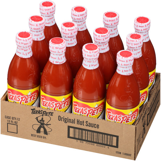 Texas Pete Original Hot Sauce Bottle, 12 Fluid Ounce, 12 Per Case
