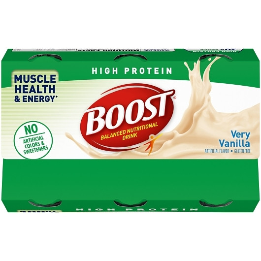 Boost Very Vanilla High Protein Drink, 8 Fluid Ounce, 6 Per Box, 4 Per Case