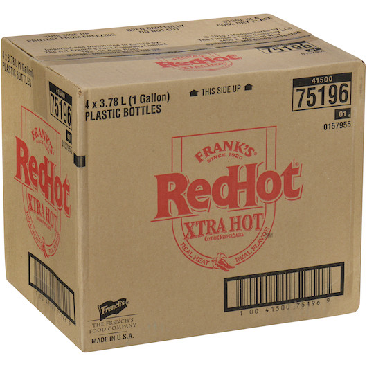 Frank's Redhot Extra Cayenne Pepper Hot Sauce, 1 Gallon, 4 Per Case
