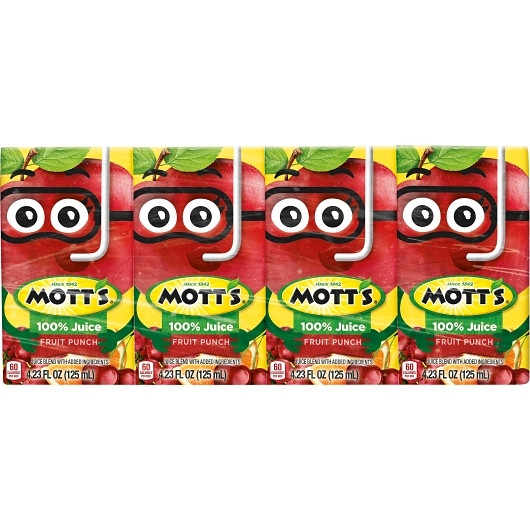 Mott's Mini 100% Juice Fruit Punch, 16.92 Fluid Ounces, 11 Per Case