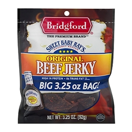 Bridgford Sweet Baby Ray's Original Beef Jerky, 3.25 Ounce, 12 Per Case