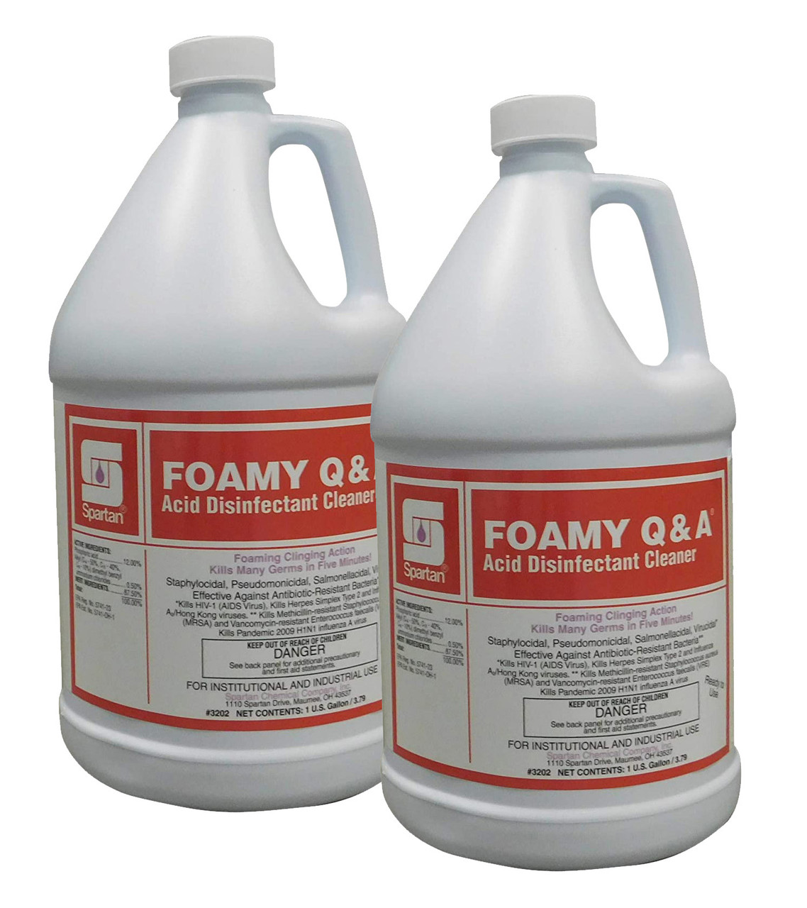 Spartan Foamy Q & A Acid Disinfectant Cleaner, 1 Gallon, 4 per Case ...